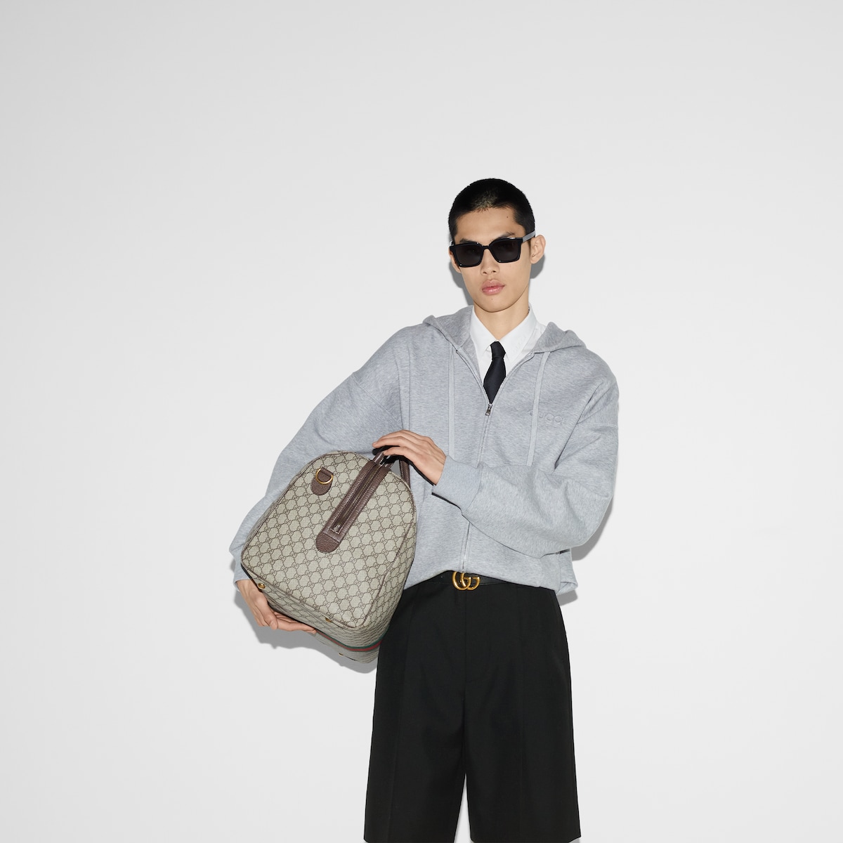 Felpa in jersey di cotone con cappuccio in grigio | GUCCI® IT