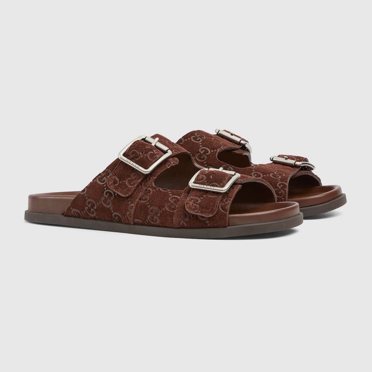 Men's slide sandal in brown GG suede | GUCCI® CH