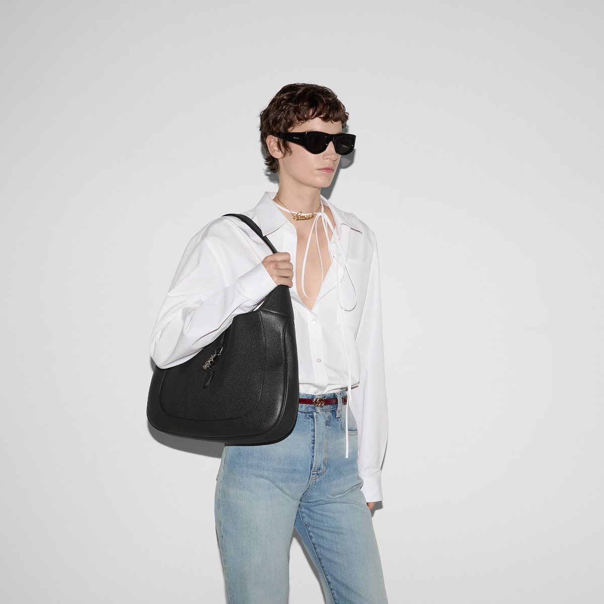 Gucci Jackie 1961 large bag in black leather | GUCCI® US