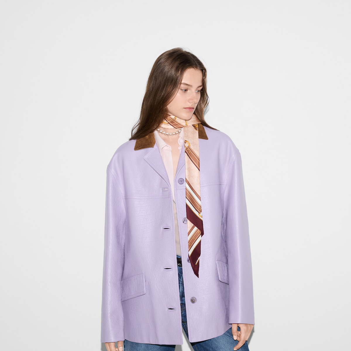 Printed silk shawl in beige | GUCCI® US