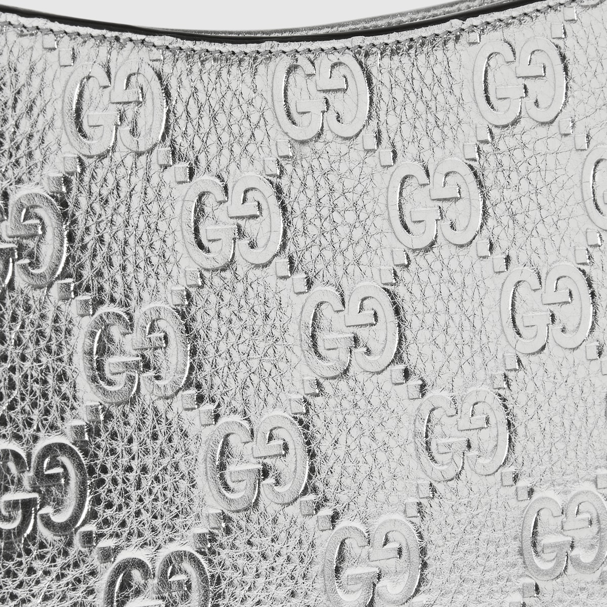 GG Emblem medium shoulder bag in silver leather | GUCCI® MX