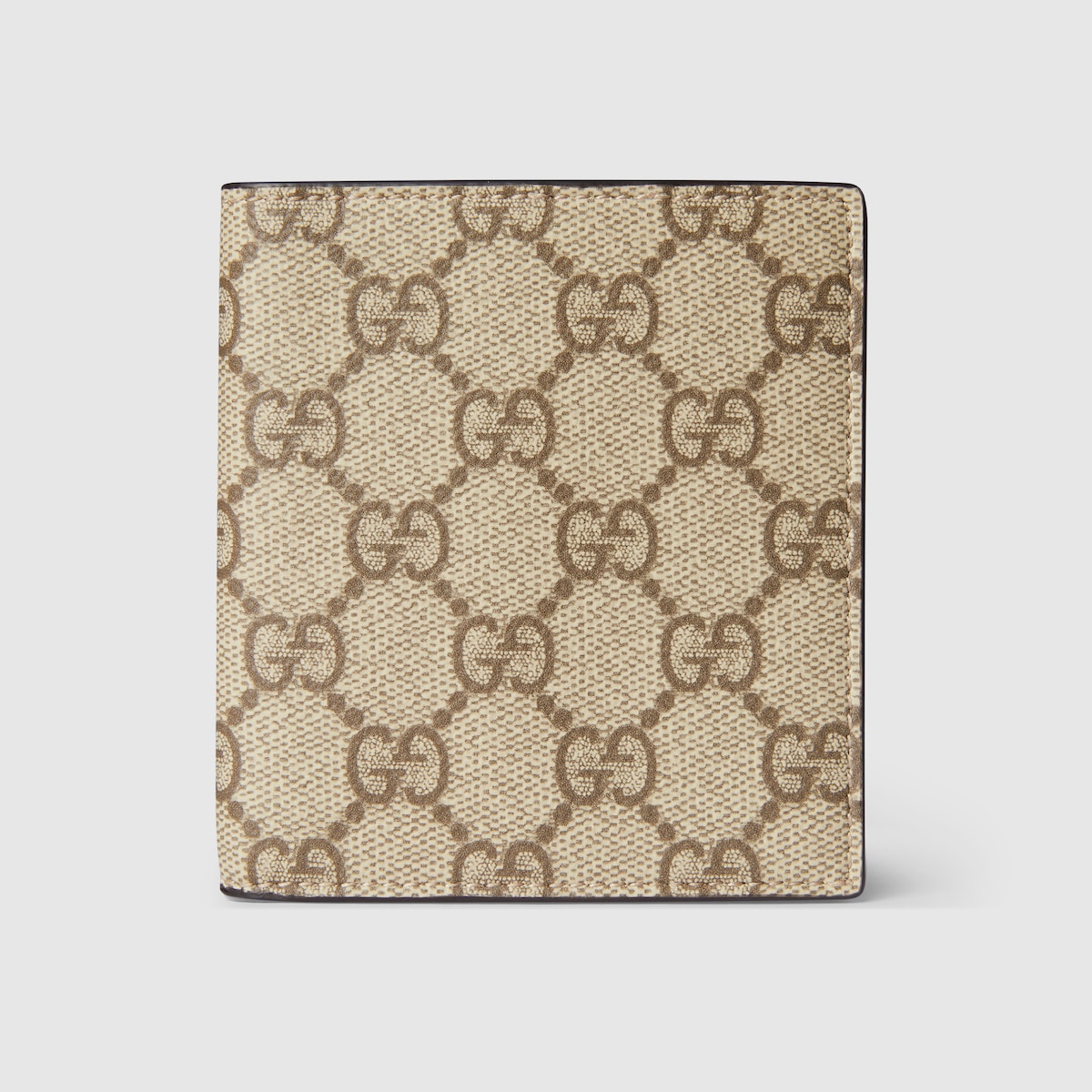 Cartera GG Emblem con dos pliegues en tejido beige y café oscuro ...