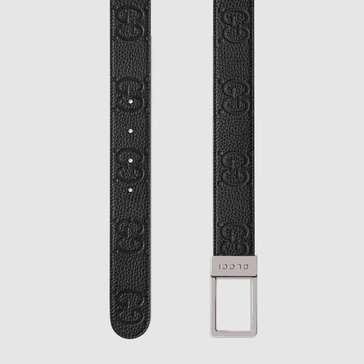 GG belt with rectangular buckle in black leather | GUCCI® Australia