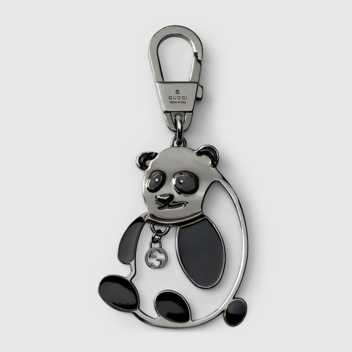 Panda keychan with Interlocking G in silver-toned metal | GUCCI® BE