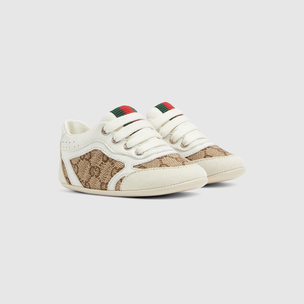 Baby Gucci Re-Web sneaker in ivory leather | GUCCI® US