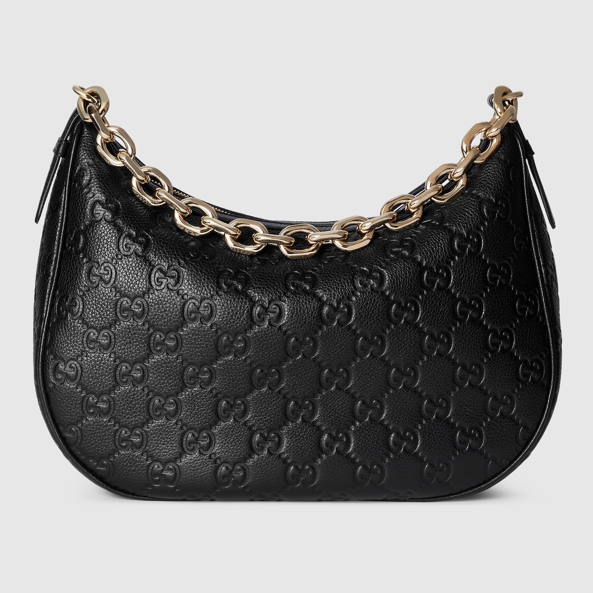 GG Emblem medium shoulder bag in black leather | GUCCI® Australia
