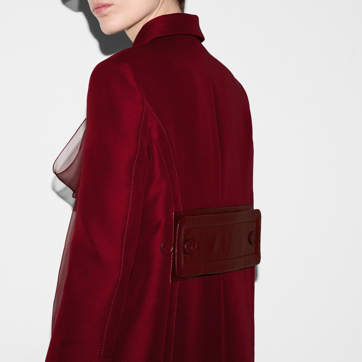 Wool silk cady jacket with martingale in Rosso Ancora red | GUCCI® US