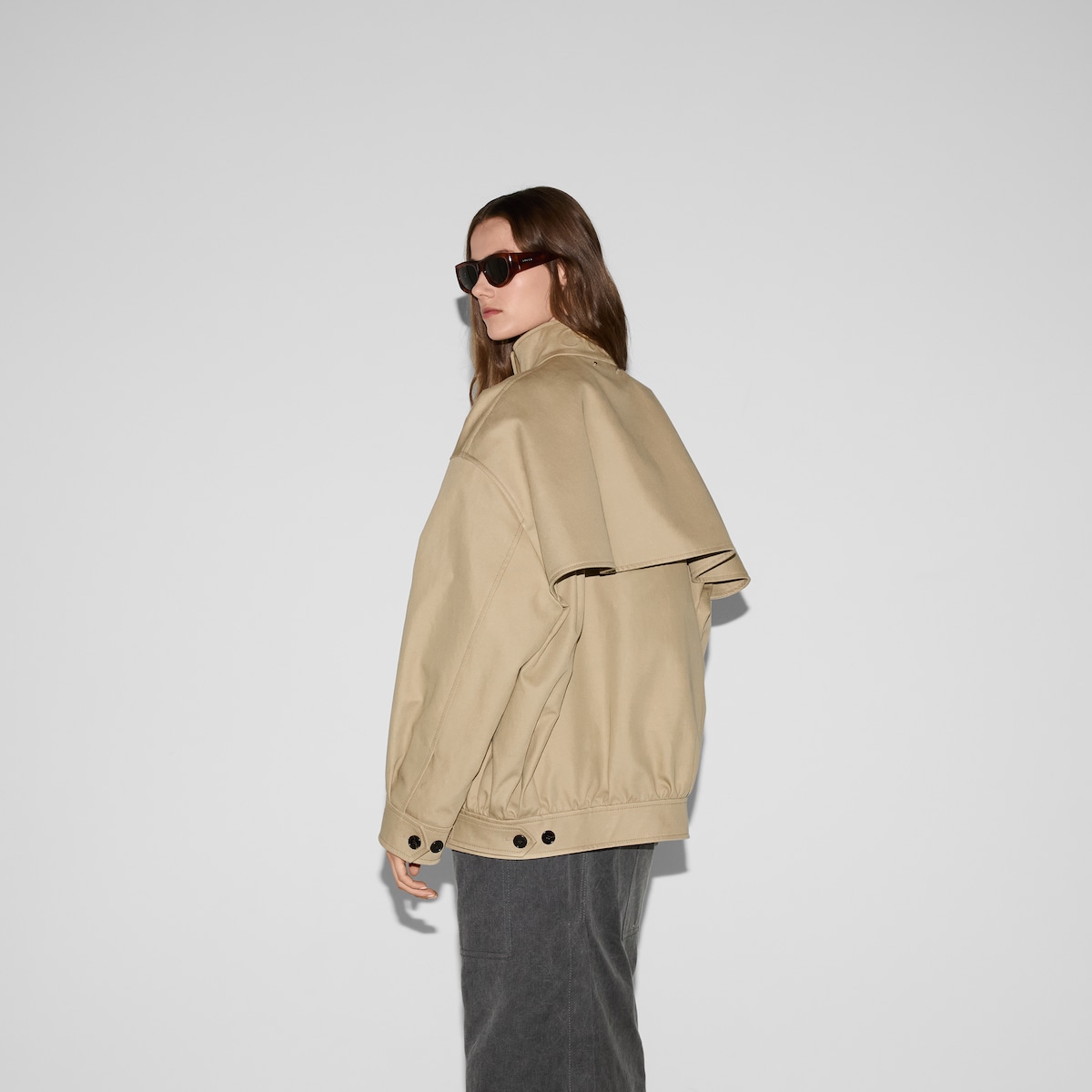 Giacca in drill di cotone pesante in beige | GUCCI® Italia