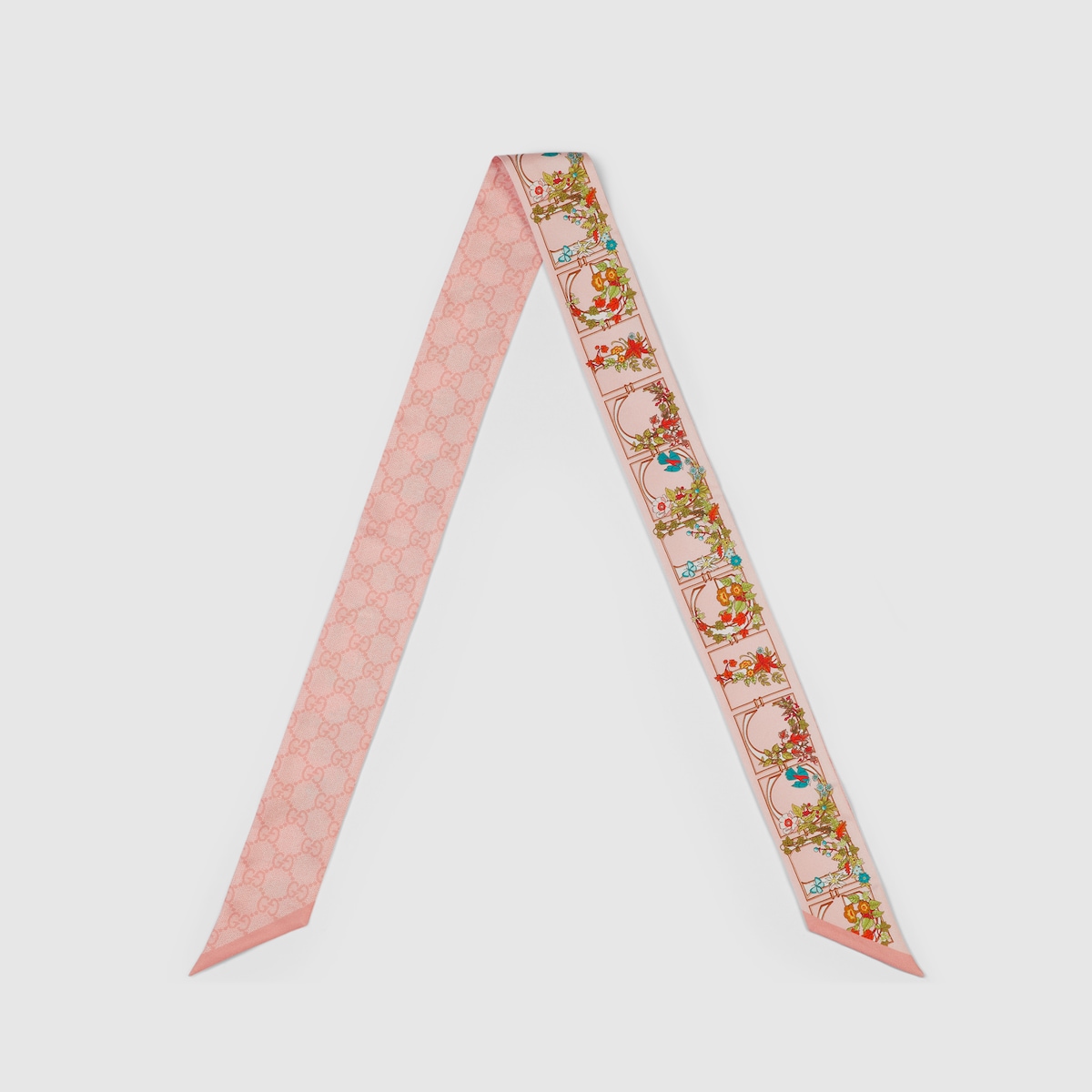 Printed silk neck bow in pink and multicolor | GUCCI® Canada