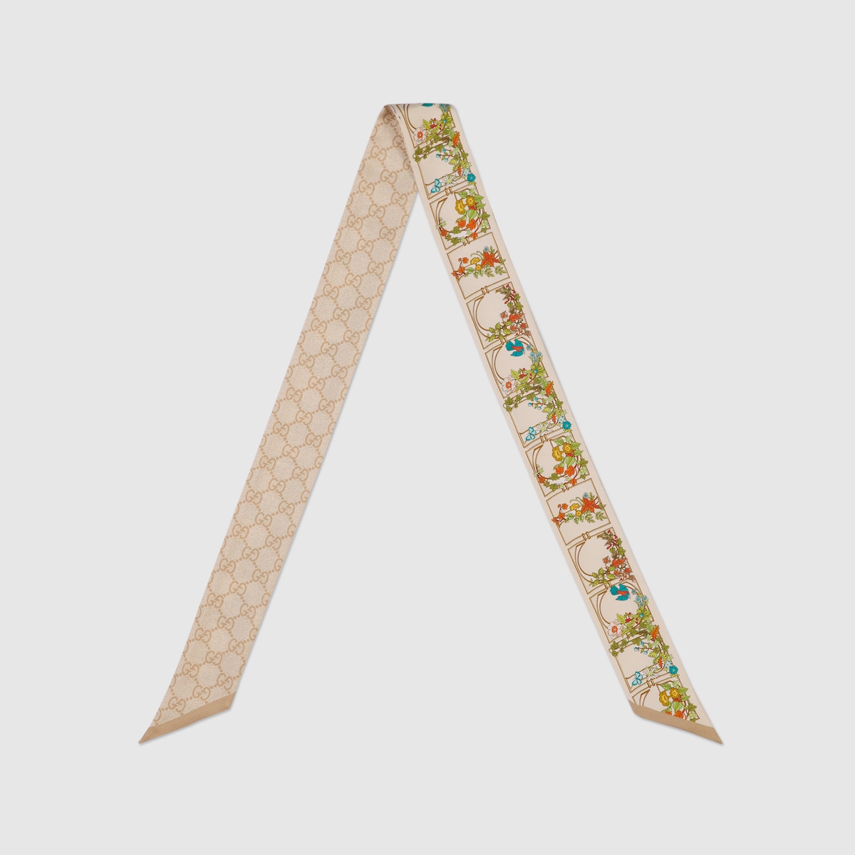 Printed silk ribbon in ivory and multicolour | GUCCI® Australia