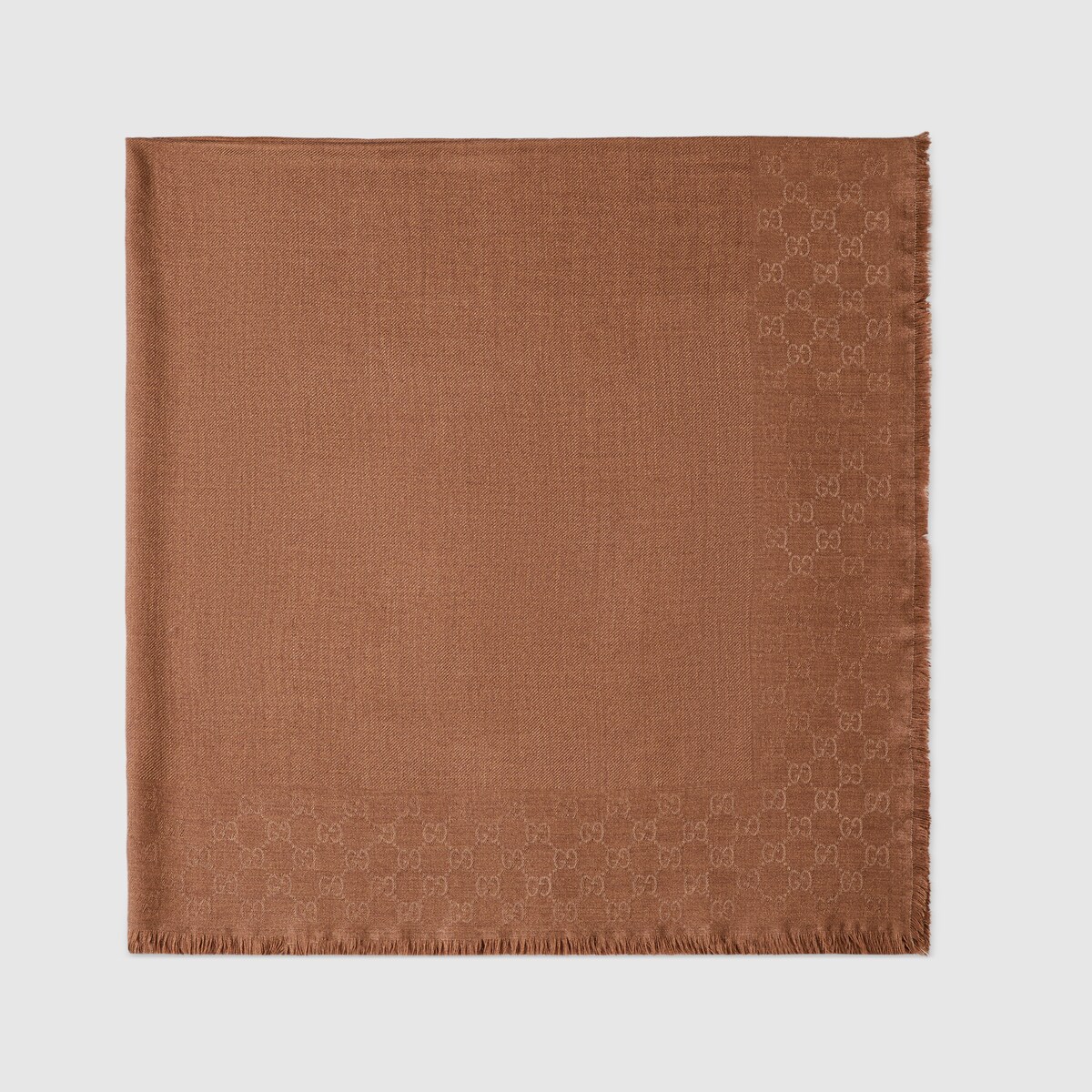 GG wool silk jacquard shawl in camel | GUCCI® AE
