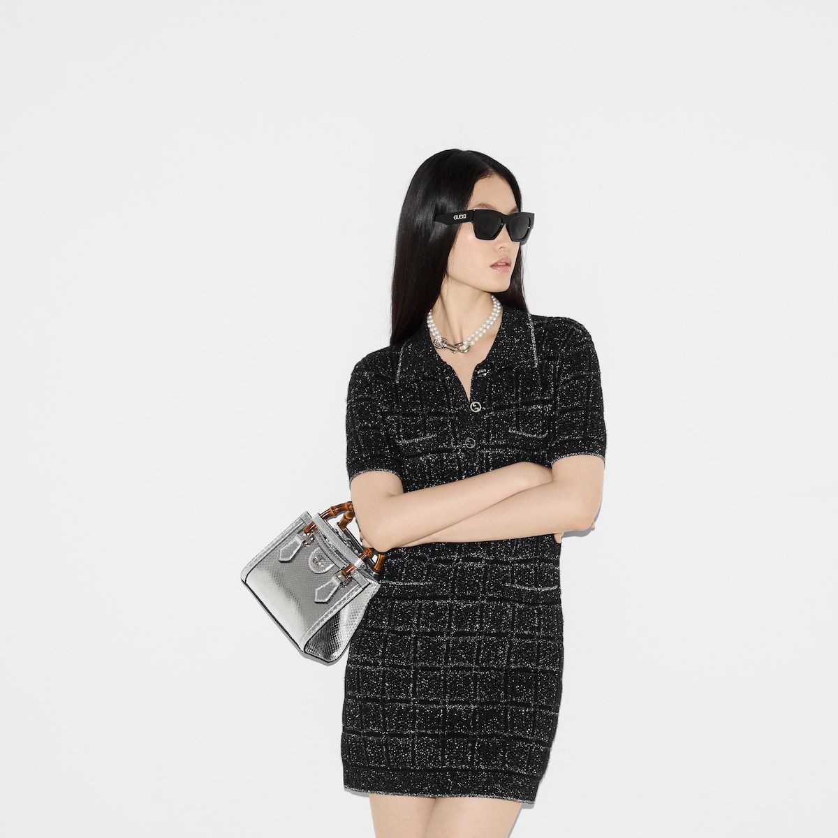 Gucci Diana python small tote bag in silver-toned | GUCCI® NL