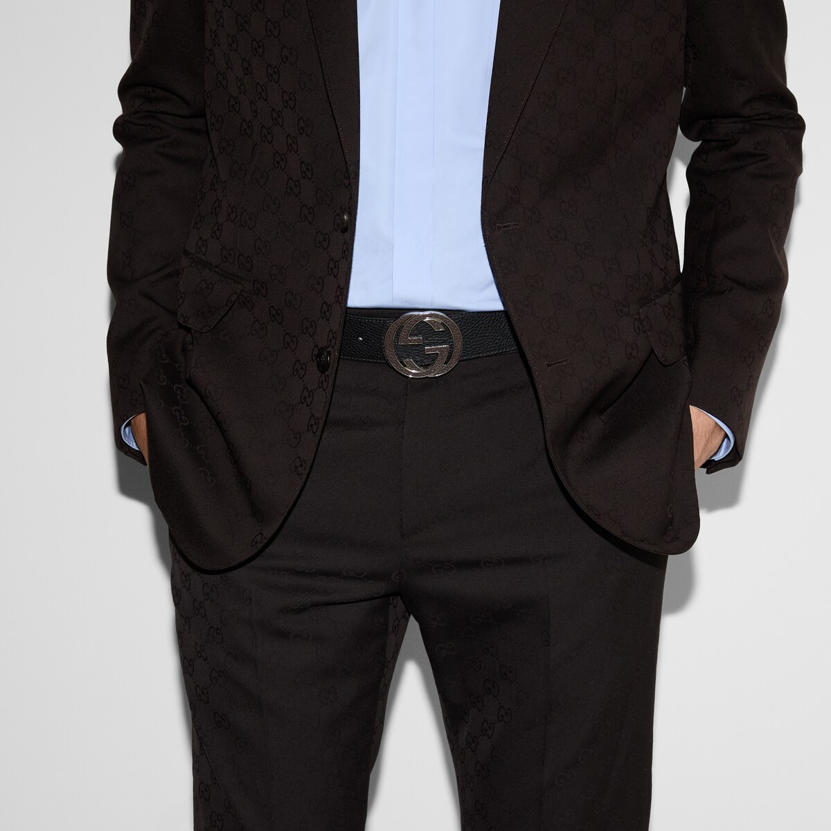 Reversible belt with Interlocking G buckle in brown and black | GUCCI® TR