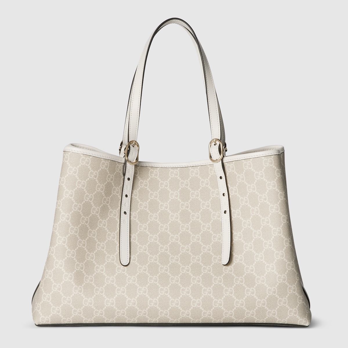 GG Emblem large tote bag in beige and white GG fabric | GUCCI® US
