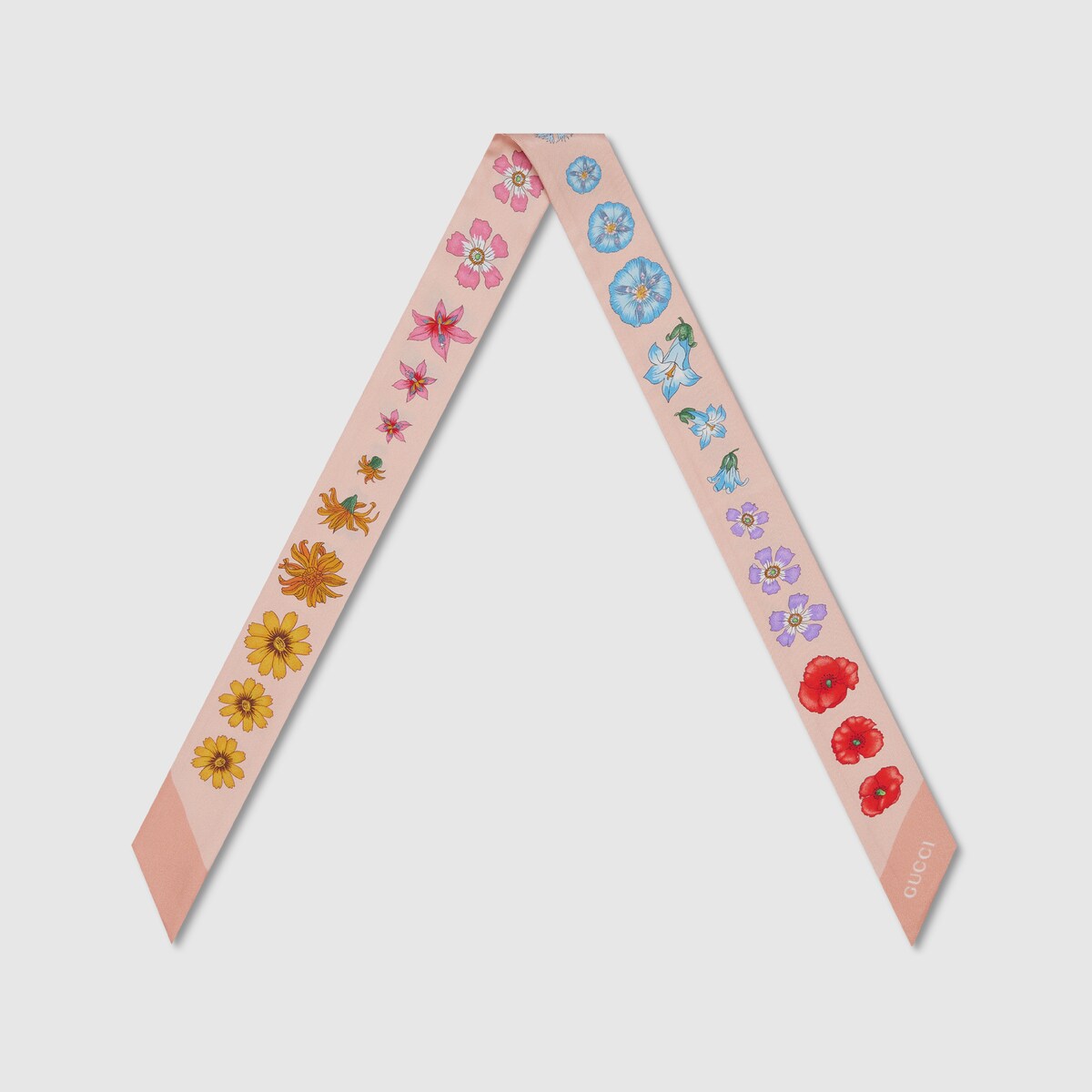 Printed silk neck bow in pink | GUCCI® ZA