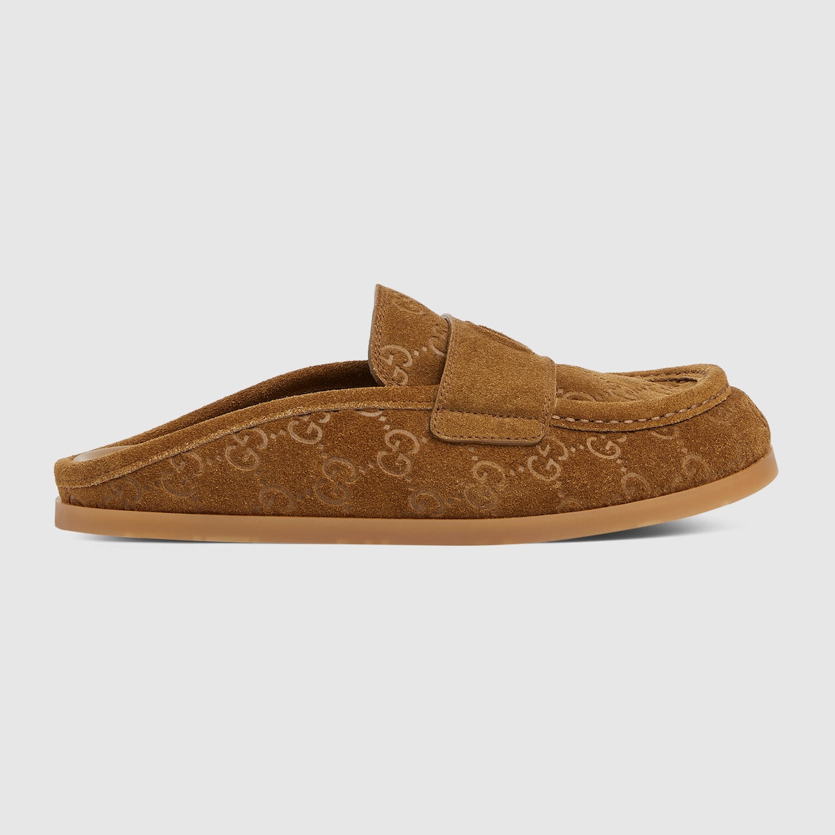 Women's mule with Double G in light brown GG suede | GUCCI® Canada