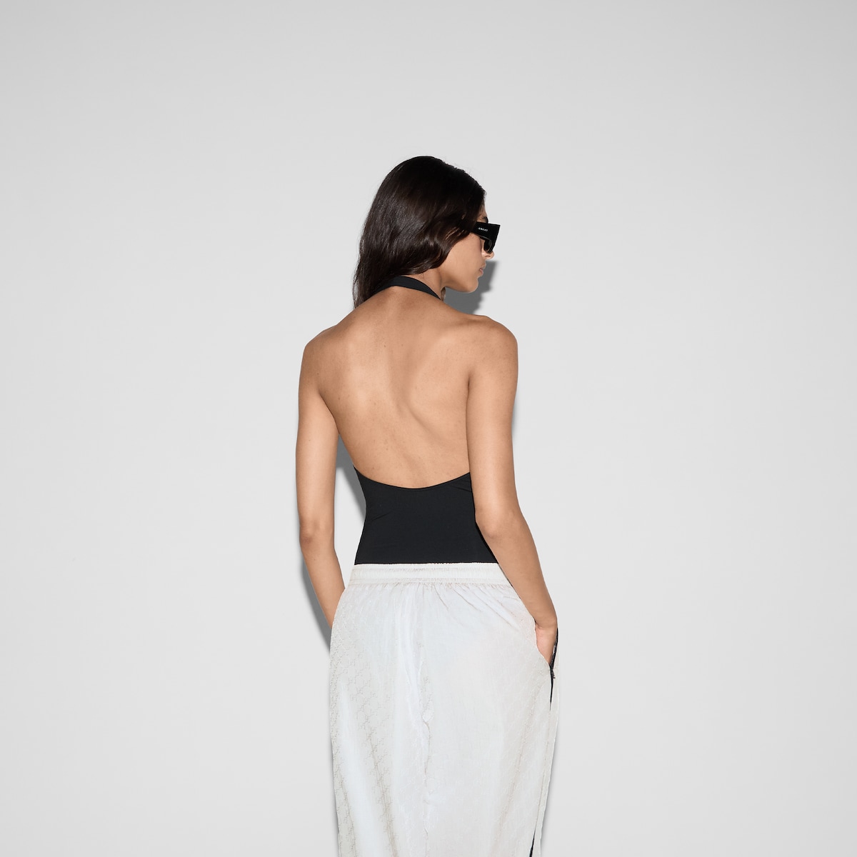 Sparkling jersey swimsuit with print in black | GUCCI® US