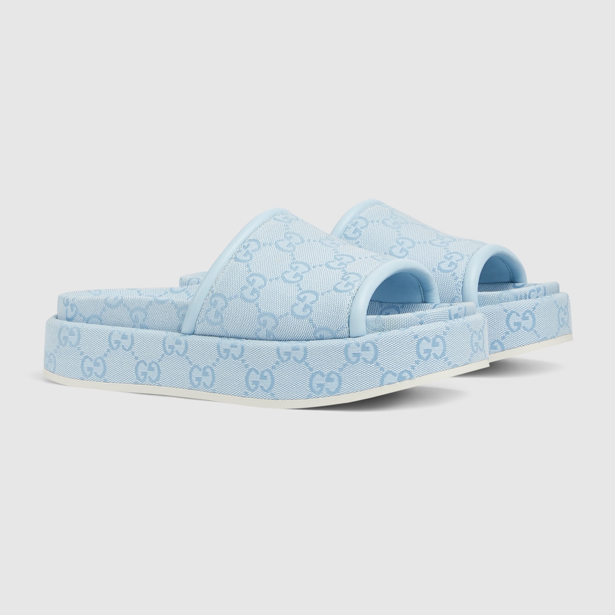 Sandales GG compensées pour femme en toile Original GG bleu clair ...