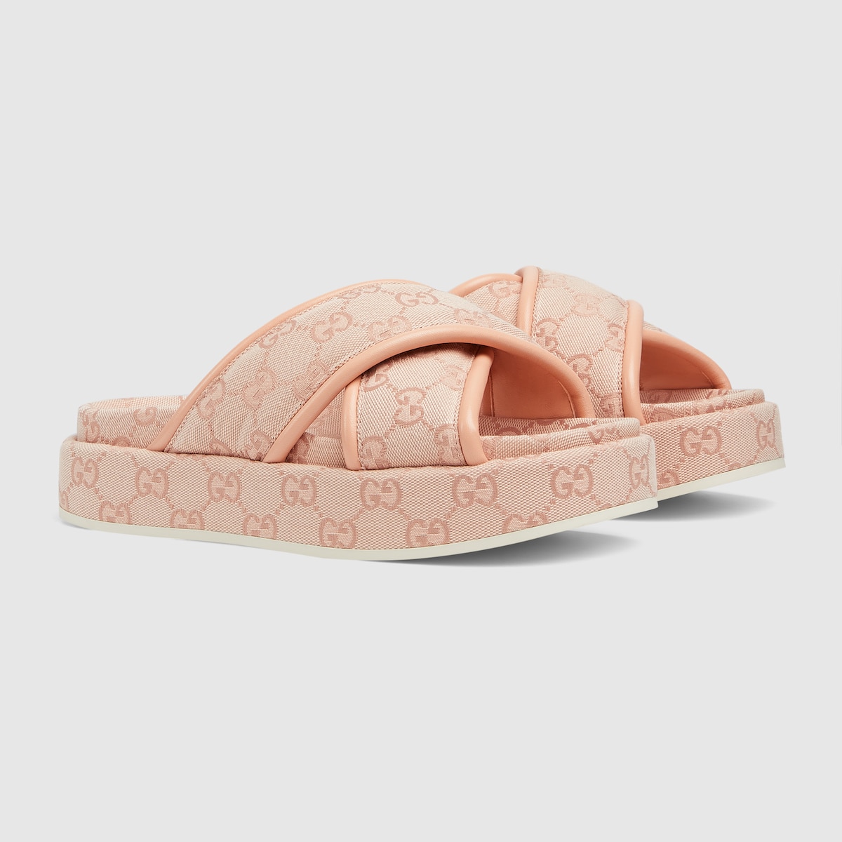 Sandales GG compensées pour femme en toile Original GG rose clair ...