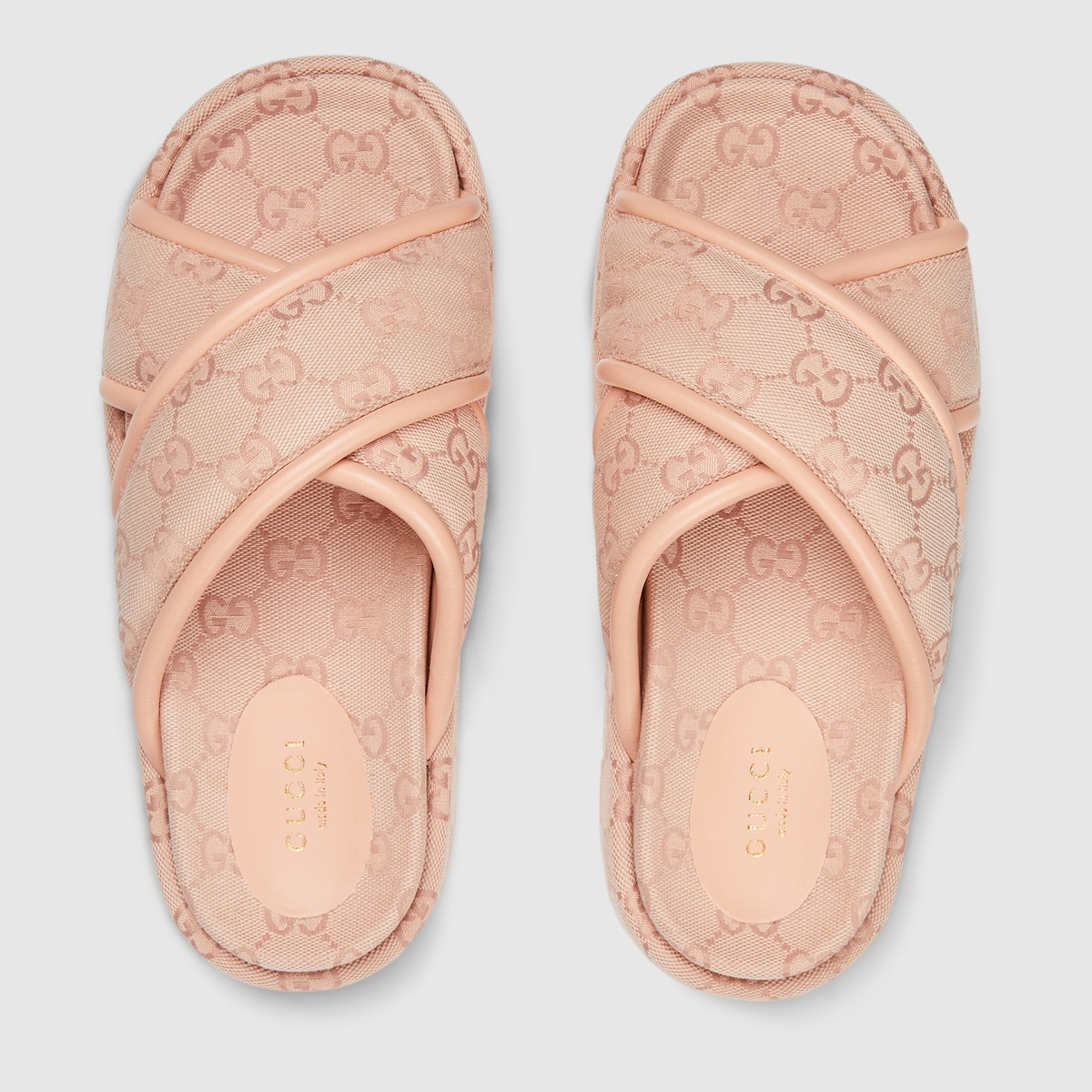 Women's GG platform sandal in light pink Original GG canvas | GUCCI® BE