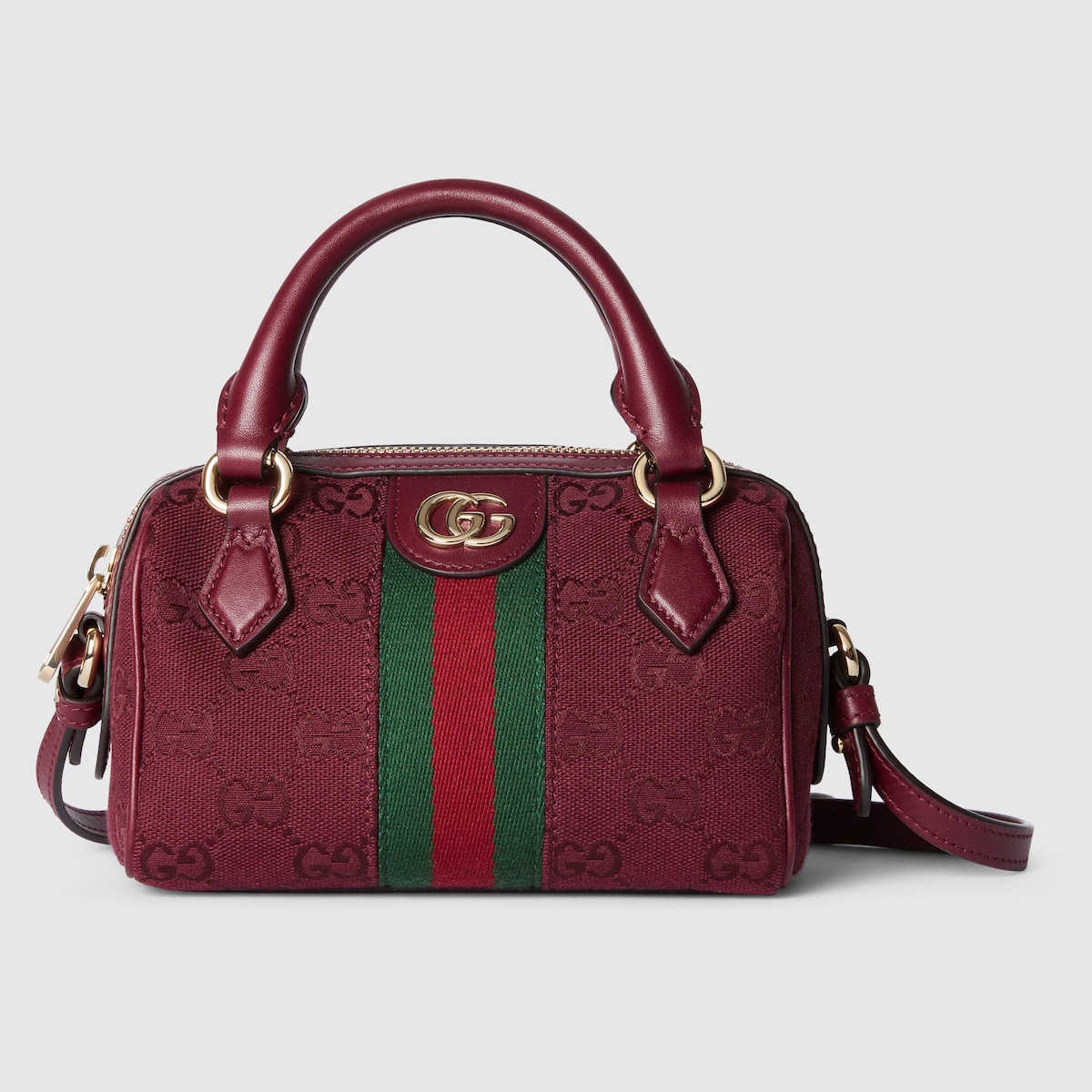 Ophidia mini boston bag in Rosso Ancora red canvas | GUCCI® NL