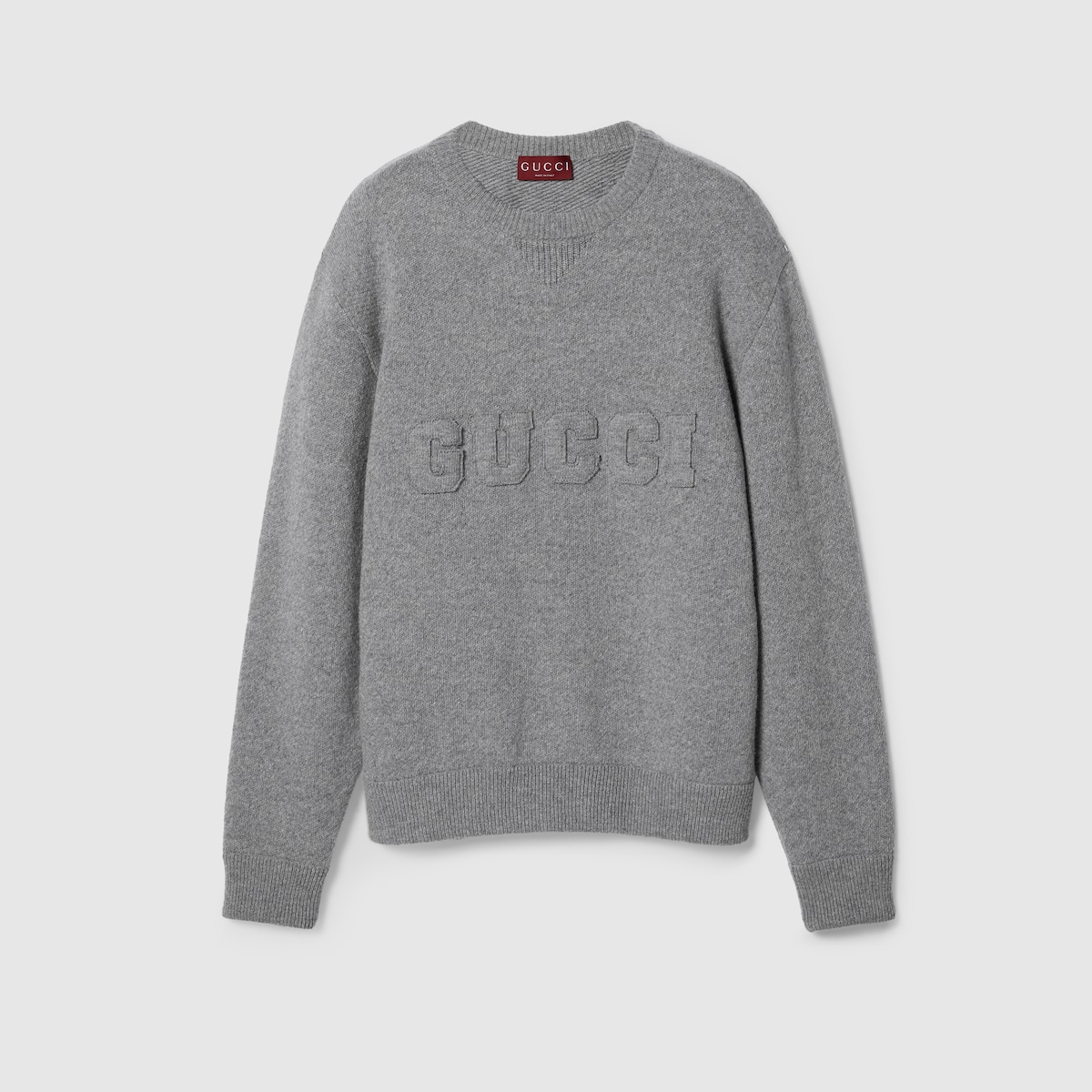 Embroidered wool knit sweater in grey | GUCCI® UK