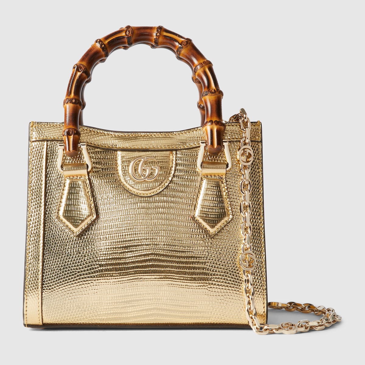 Gucci Diana lizard small tote bag in gold-toned | GUCCI® US