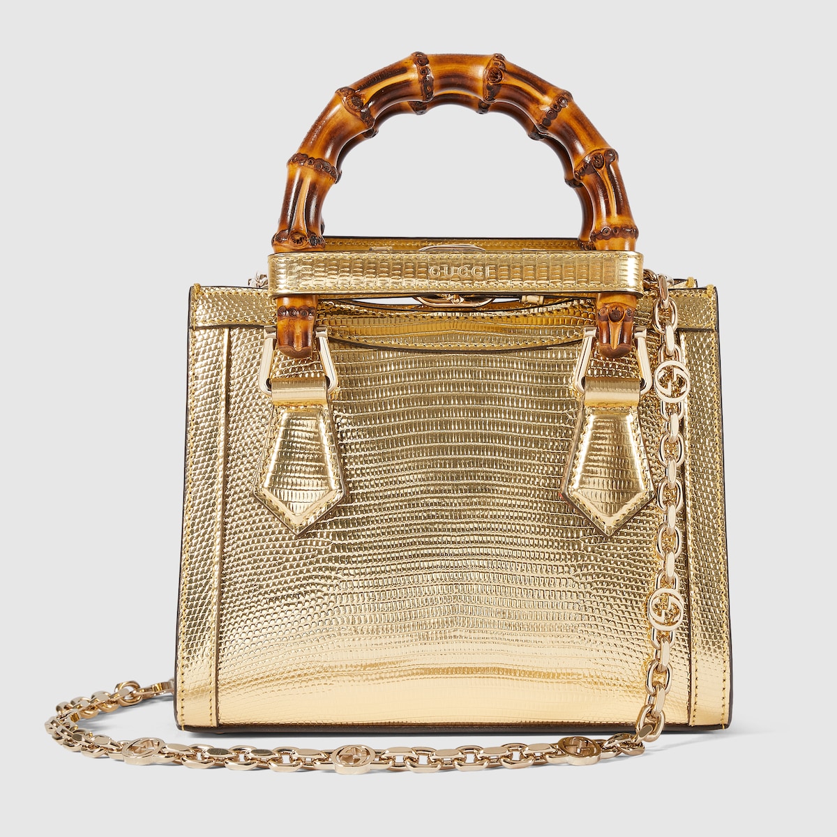 Gucci Diana lizard small tote bag in gold-toned | GUCCI® US