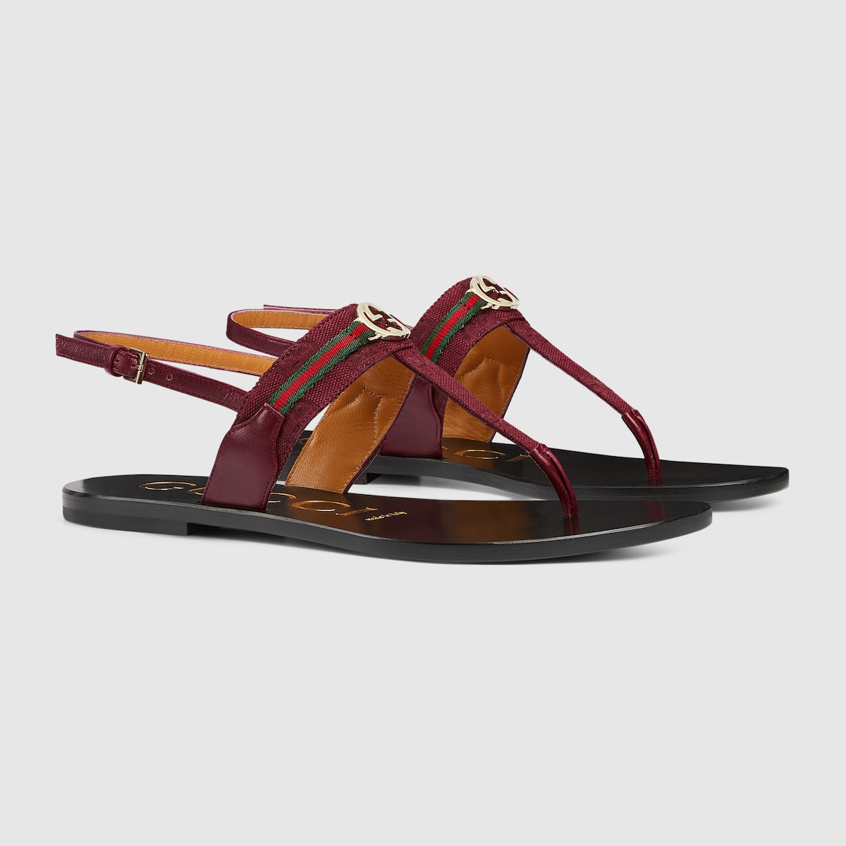 Women's Interlocking G Web sandal in Rosso Ancora GG canvas | GUCCI® UK