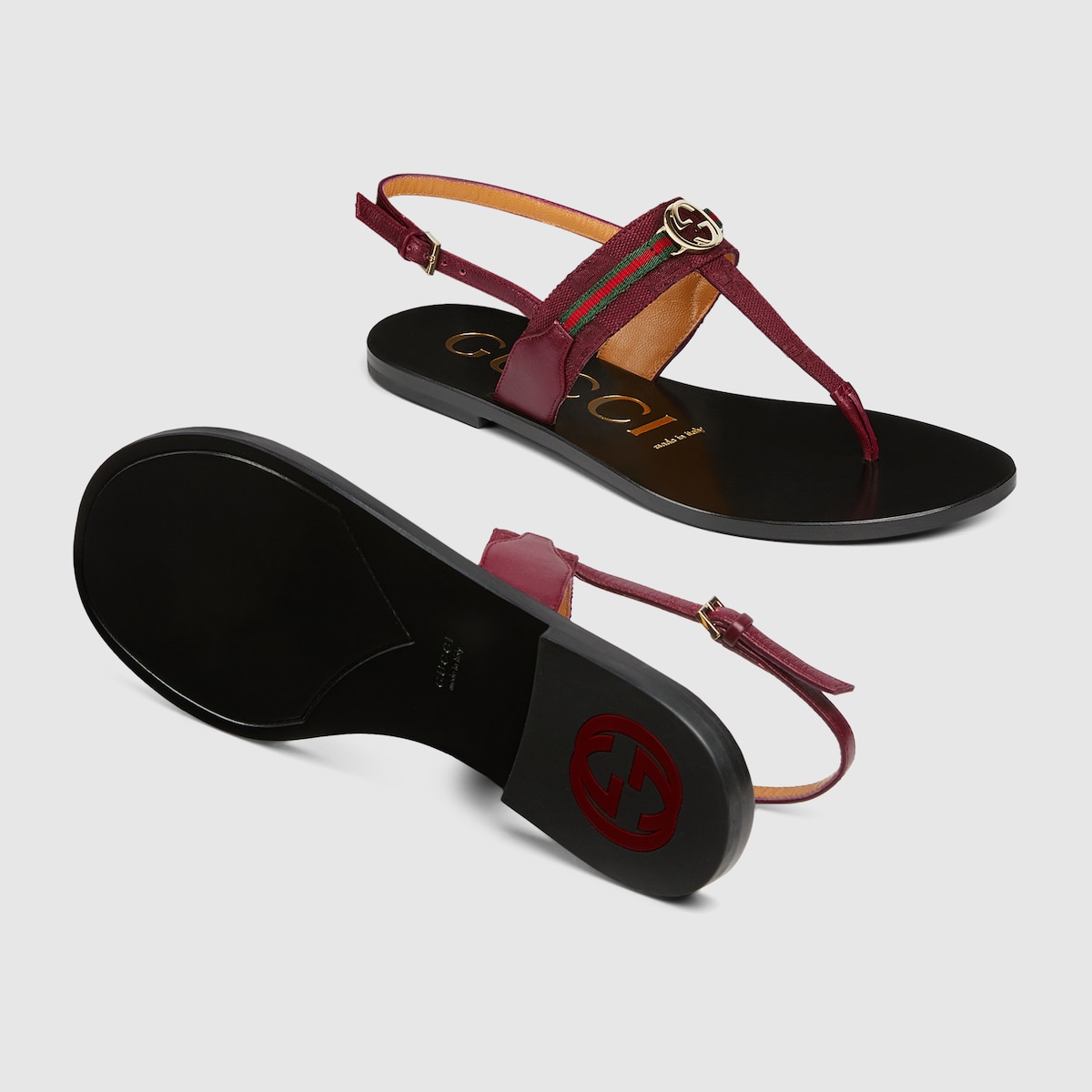 Women's Interlocking G Web sandal in Rosso Ancora GG canvas | GUCCI® UK