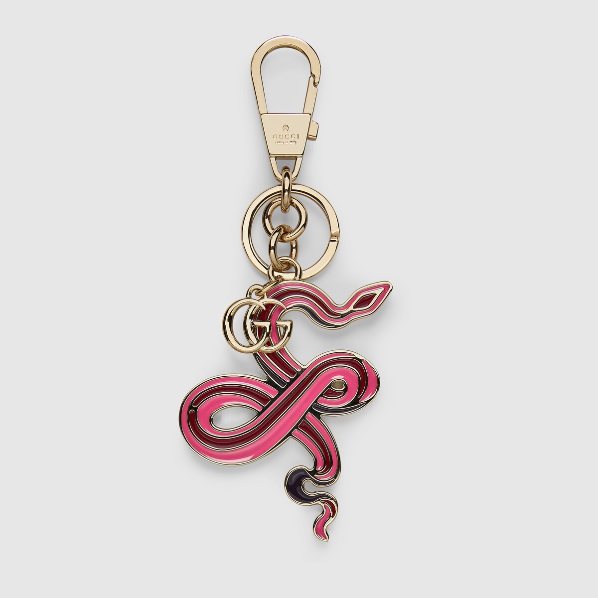 Snake keychain in light gold-toned metal | GUCCI® SG