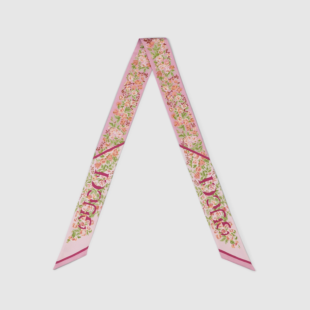 Printed silk ribbon in light pink | GUCCI® US