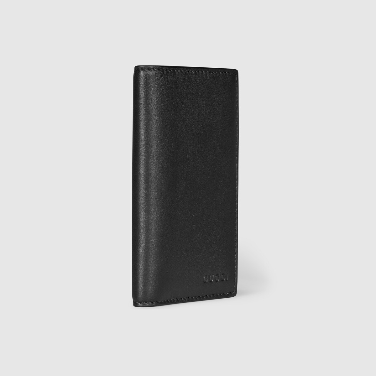 GG Emblem long card case with GG fabric in black leather | GUCCI® US
