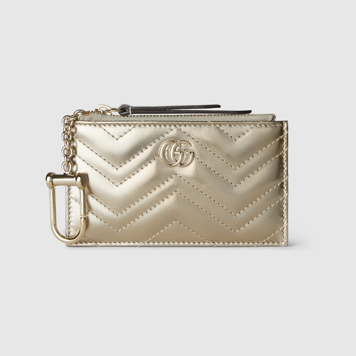 GG Marmont key pouch in dark gold leather | GUCCI® US