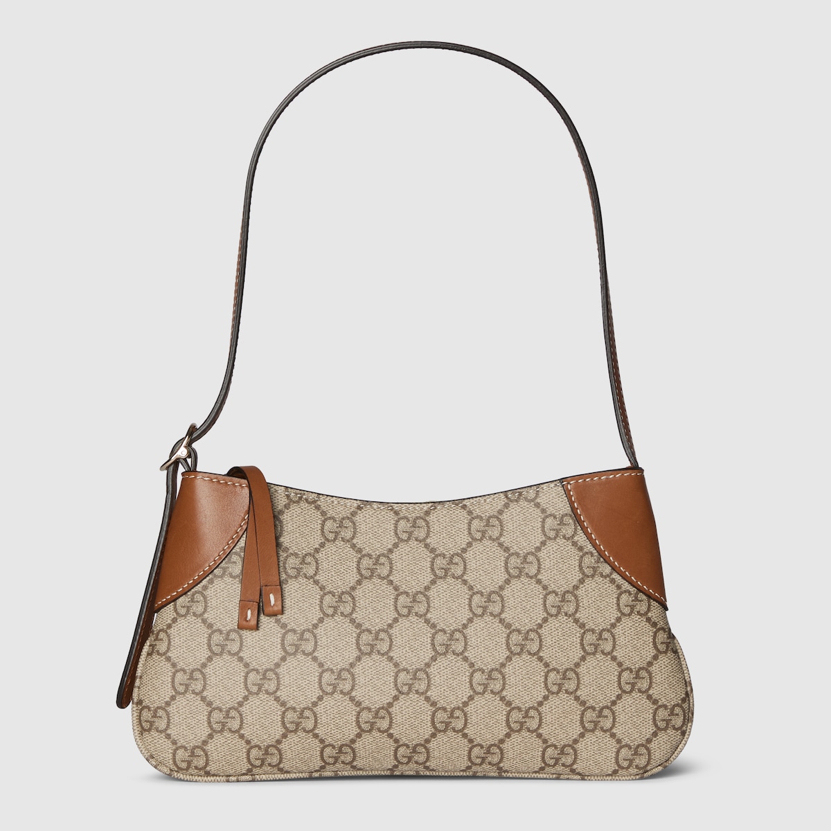 GG Emblem small shoulder bag in beige and dark brown fabric | GUCCI® US