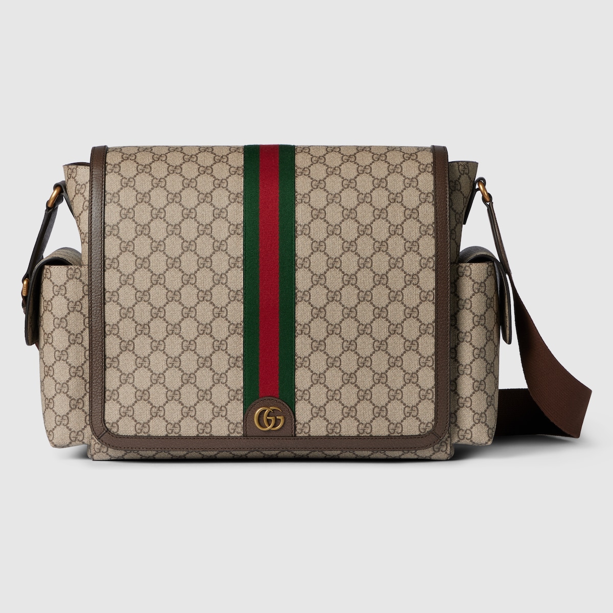 Large changing bag in beige and dark brown Supreme | GUCCI® US