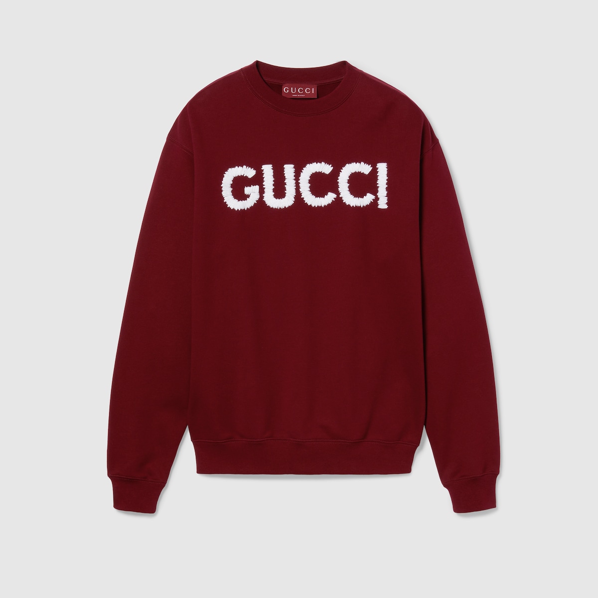 Embroidered cotton jersey sweatshirt in Gucci Rosso Ancora red | GUCCI ...