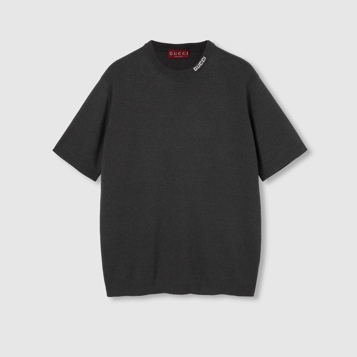 T-shirt in seta e cotone con intarsio in grigio | GUCCI® IT