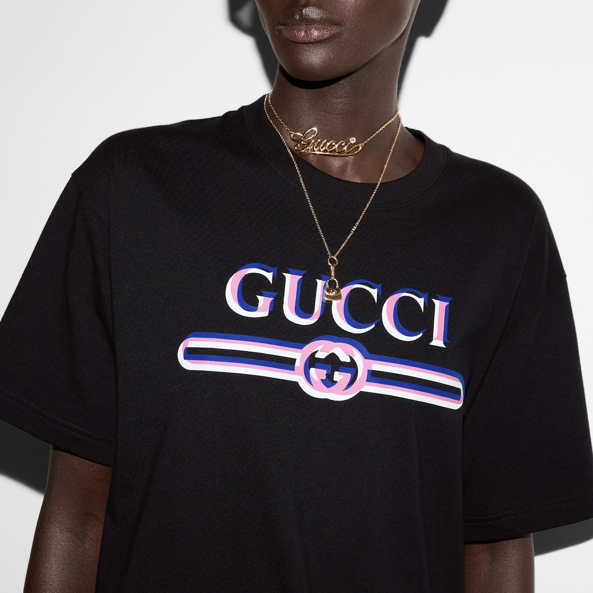 Playera de punto de algodón con estampado innegro | GUCCI® MX