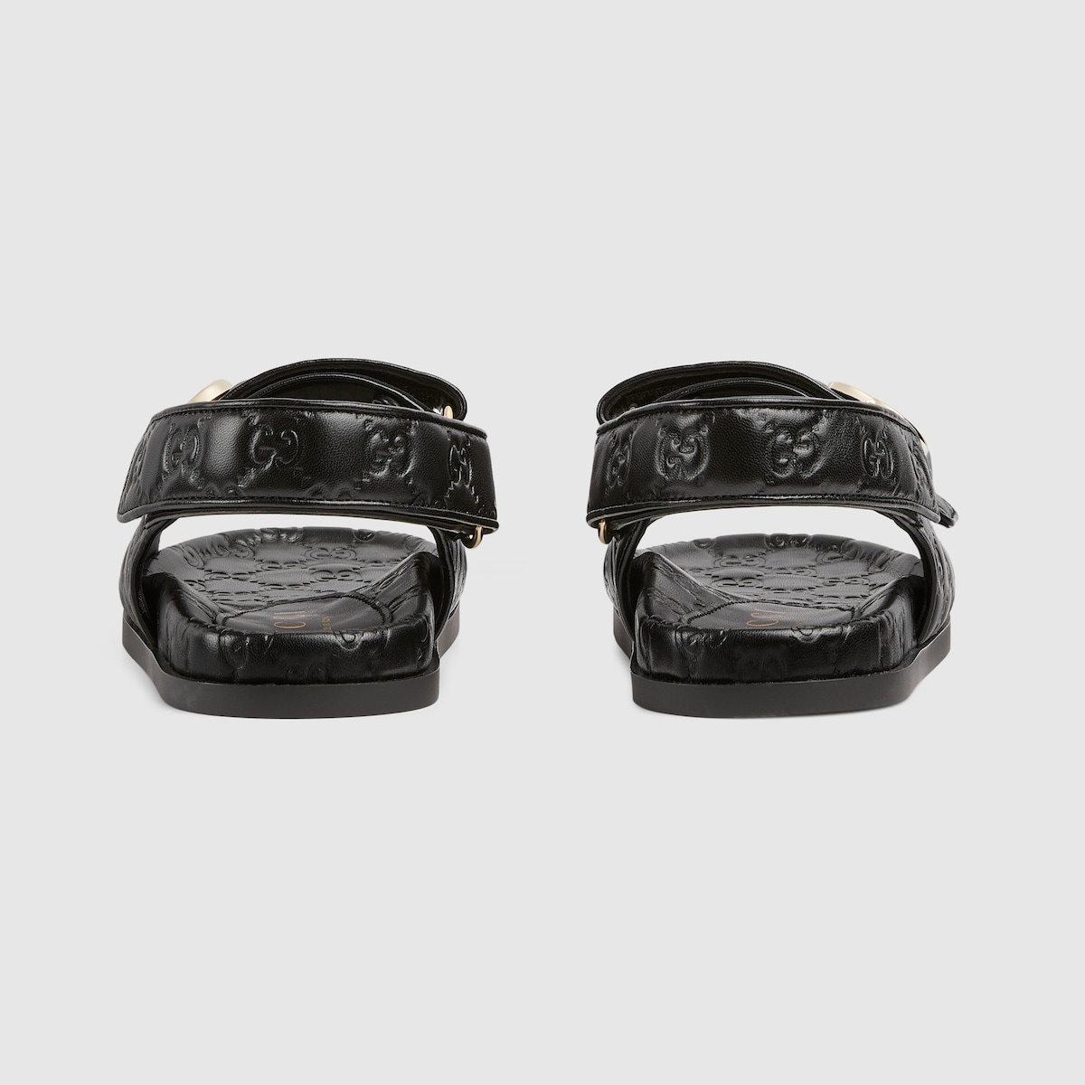 Sandales avec Double G pour femme en cuir noir GG | GUCCI® FR