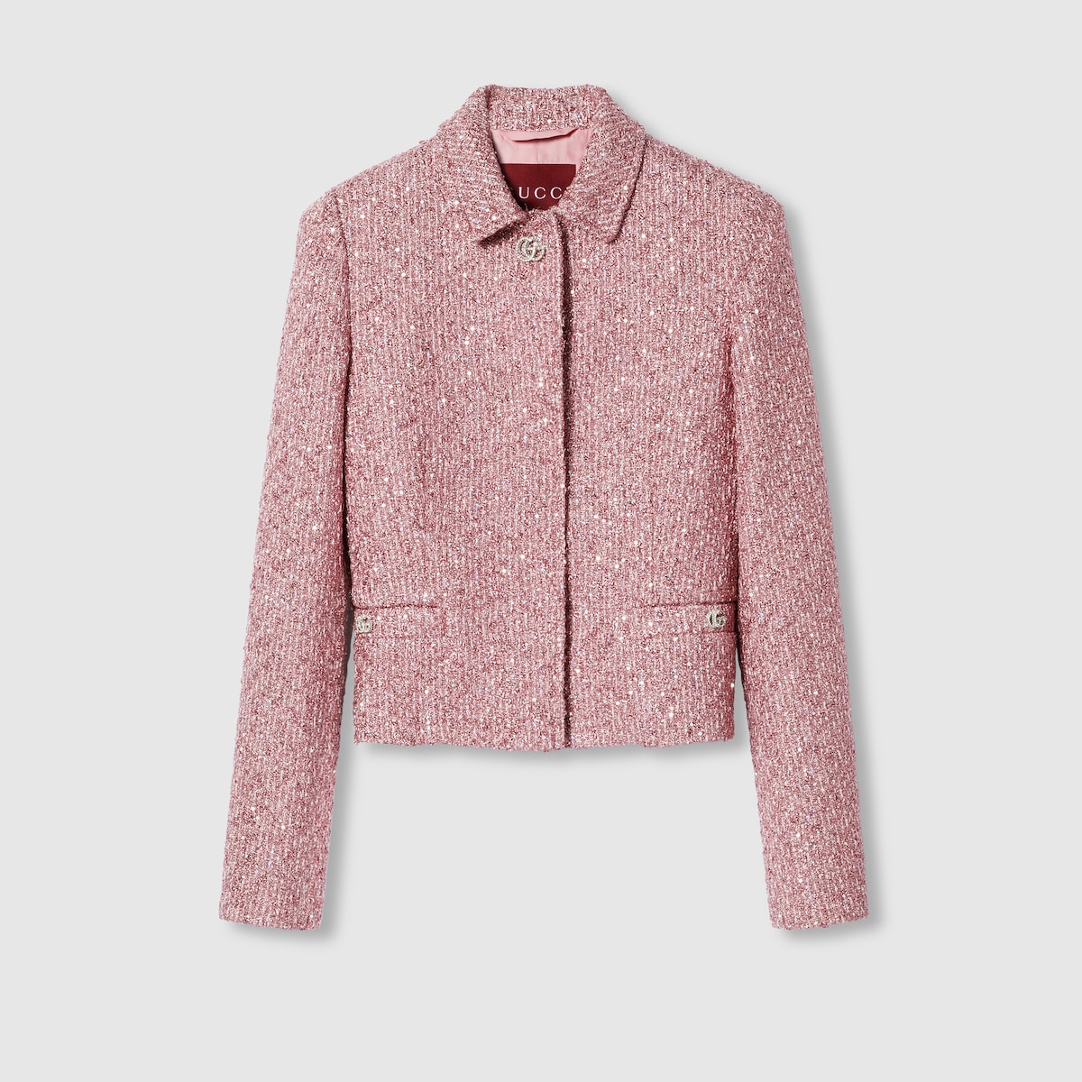 Giacca in tweed lamé con paillette in rosa | GUCCI® Italia