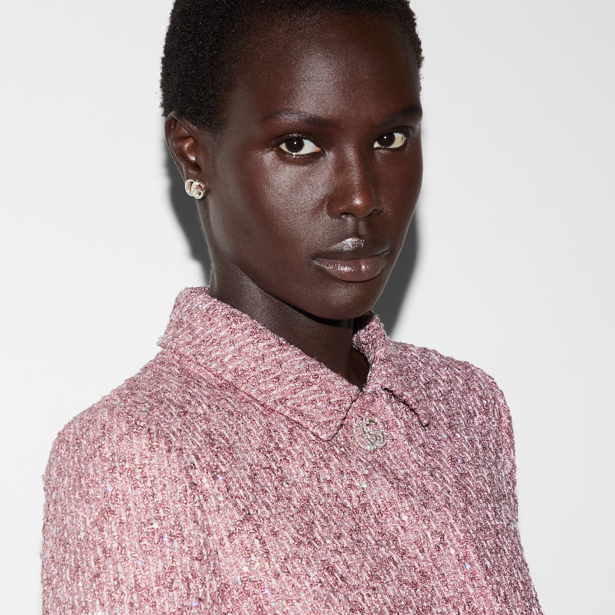 Giacca in tweed lamé con paillette in rosa | GUCCI® Italia