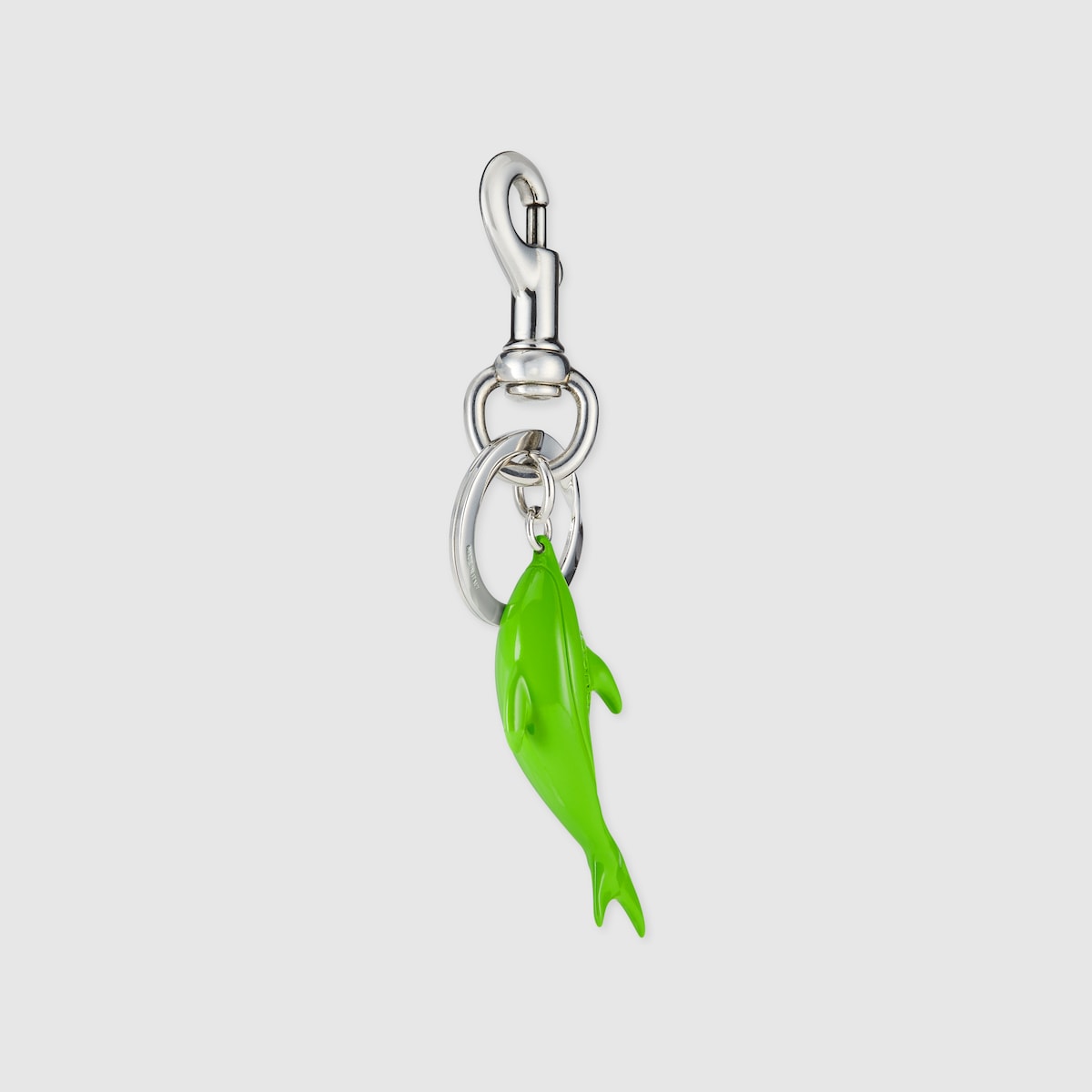 Engraved dolphin keychain charm in bright green metal | GUCCI® US
