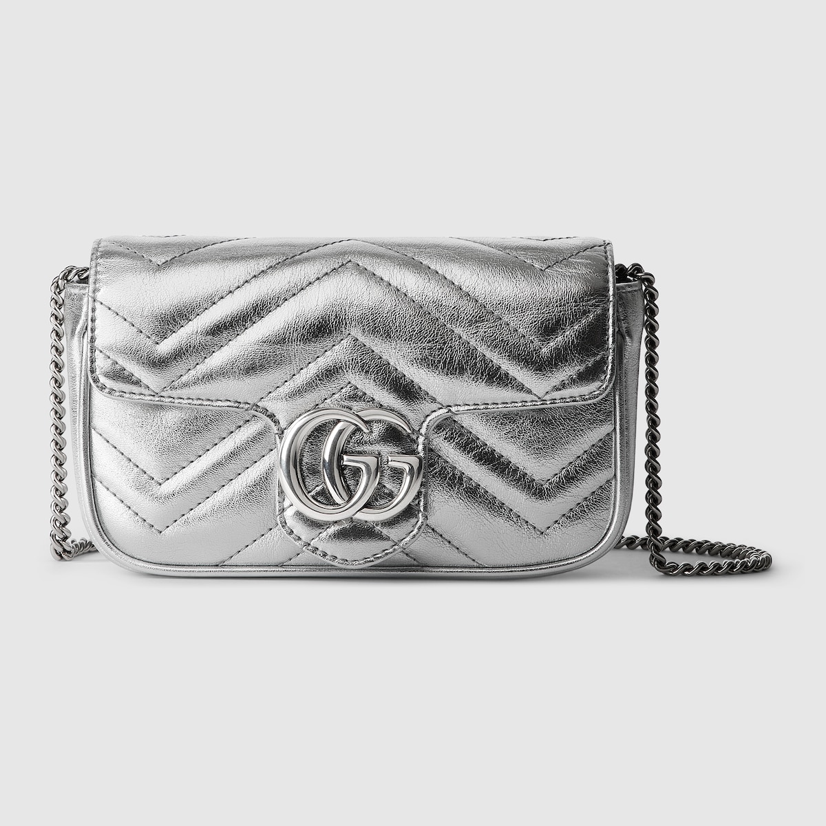 GG Marmont mini bag in silver leather | GUCCI® UK