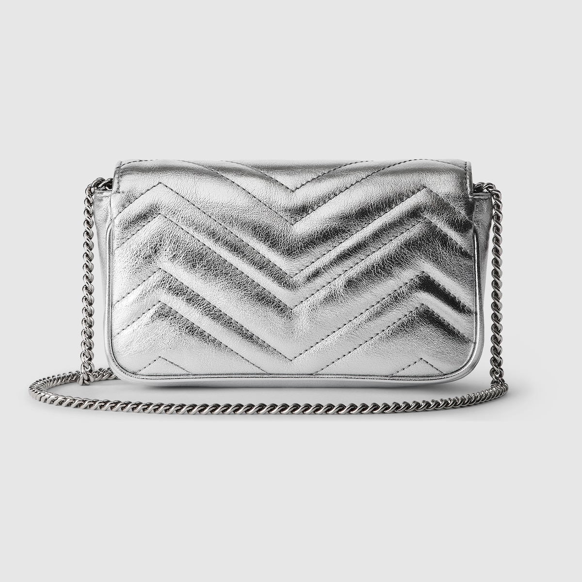 GG Marmont mini bag in silver leather | GUCCI® US