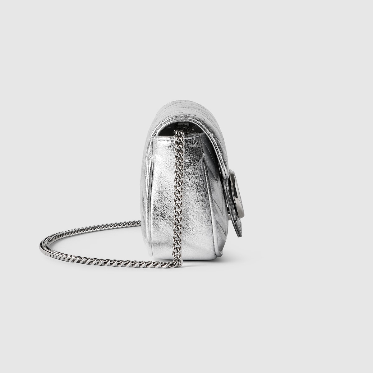 GG Marmont mini bag in silver leather | GUCCI® UK