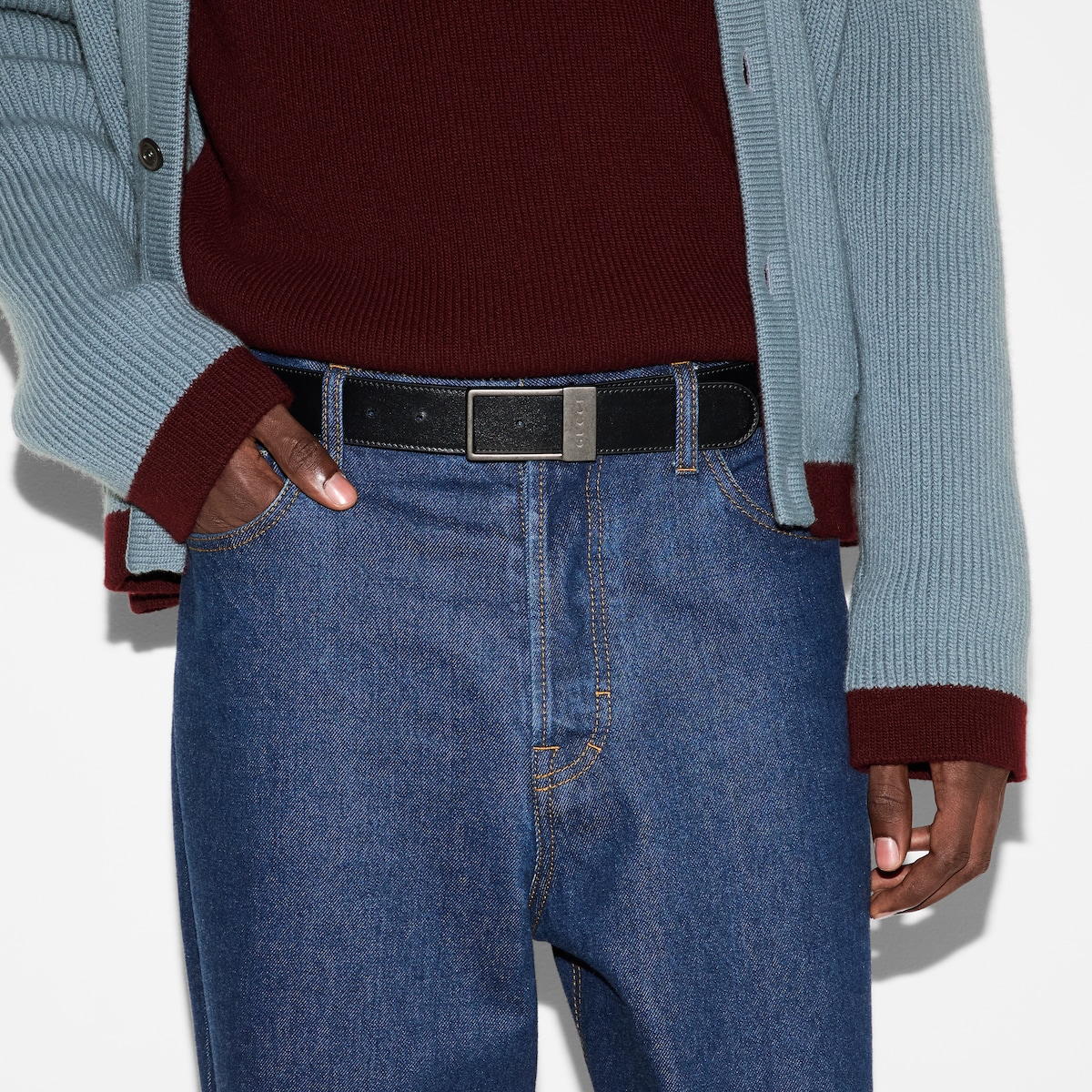 Reversible belt with rectangular buckle in black Supreme canvas and ...