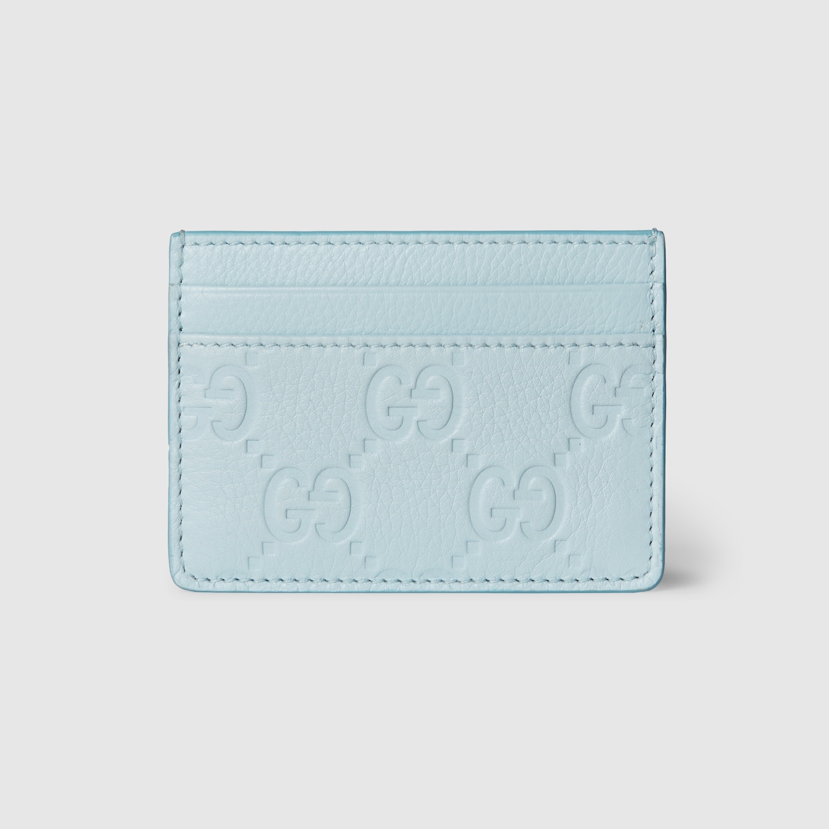 GG Emblem card case in light blue leather | GUCCI® NZ