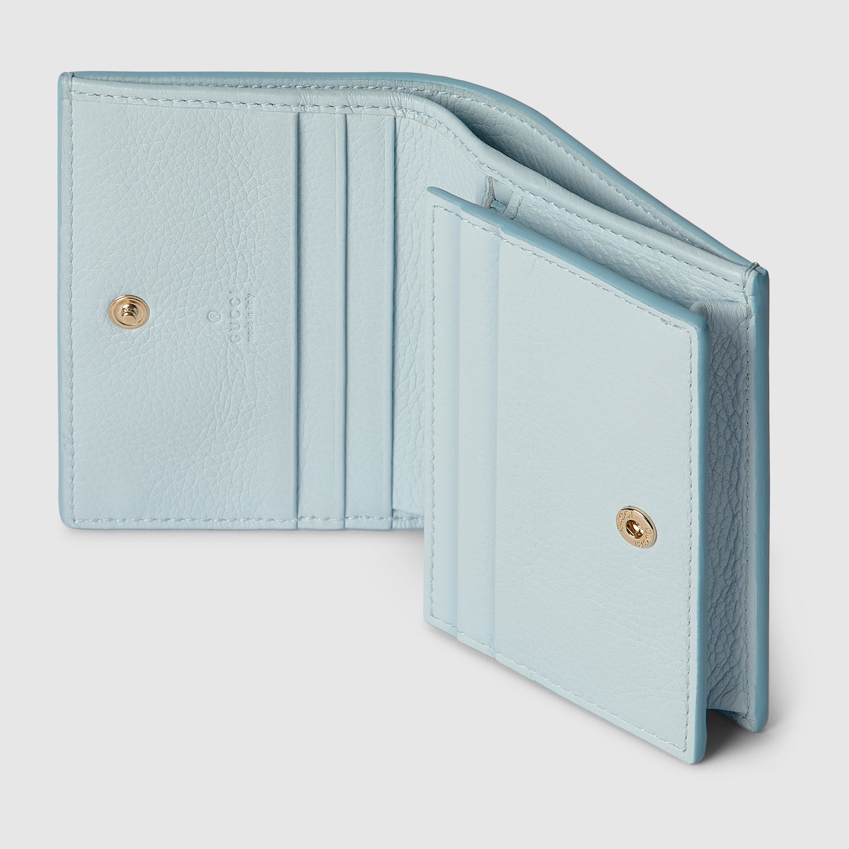GG Emblem mini wallet in light blue leather | GUCCI® NO
