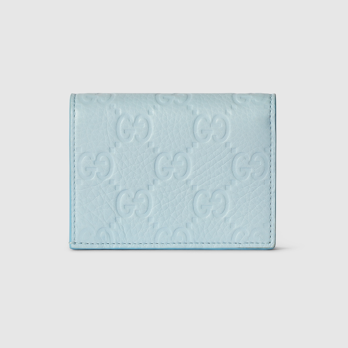 GG Emblem mini wallet in light blue leather | GUCCI® NO